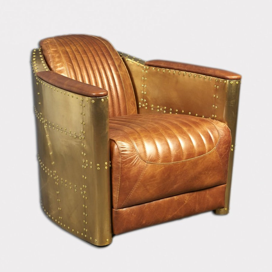 Spitfire Furniture | Tomcat Armchair - Brass and Brazilian Leather